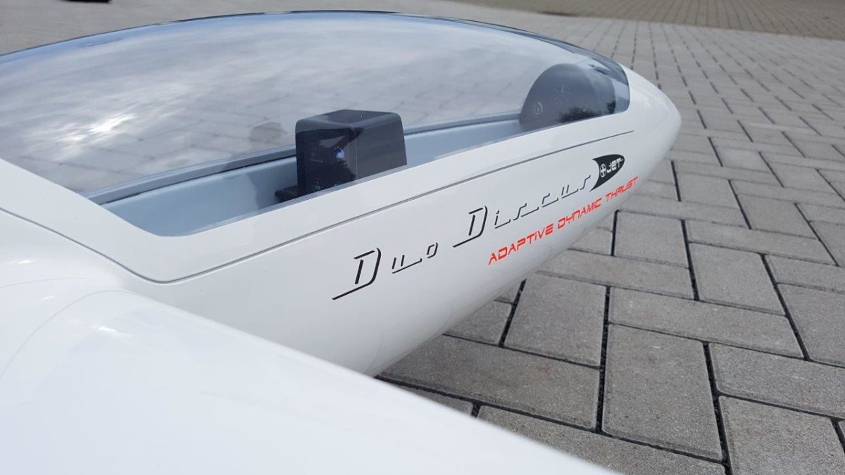 DUO DISCUS carbon 4,44 m (4,62m), weiß/grau mit 90er Klappimpeller ...